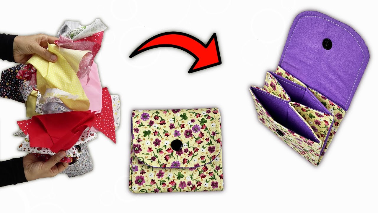 Making a Double Sided Mini Wallet with Leftover Fabrics - YouTube