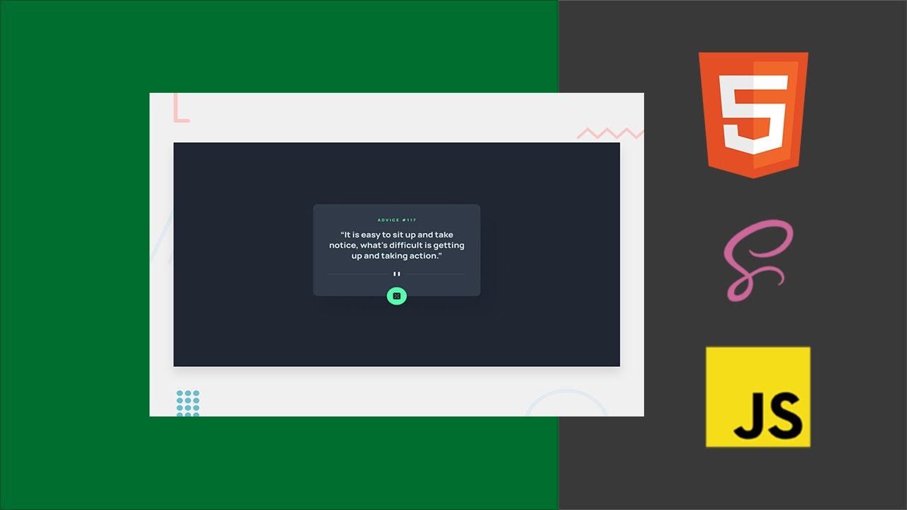 Random Advice Generator Live Tutorial | HTML | SCSS | vanilla JS - YouTube