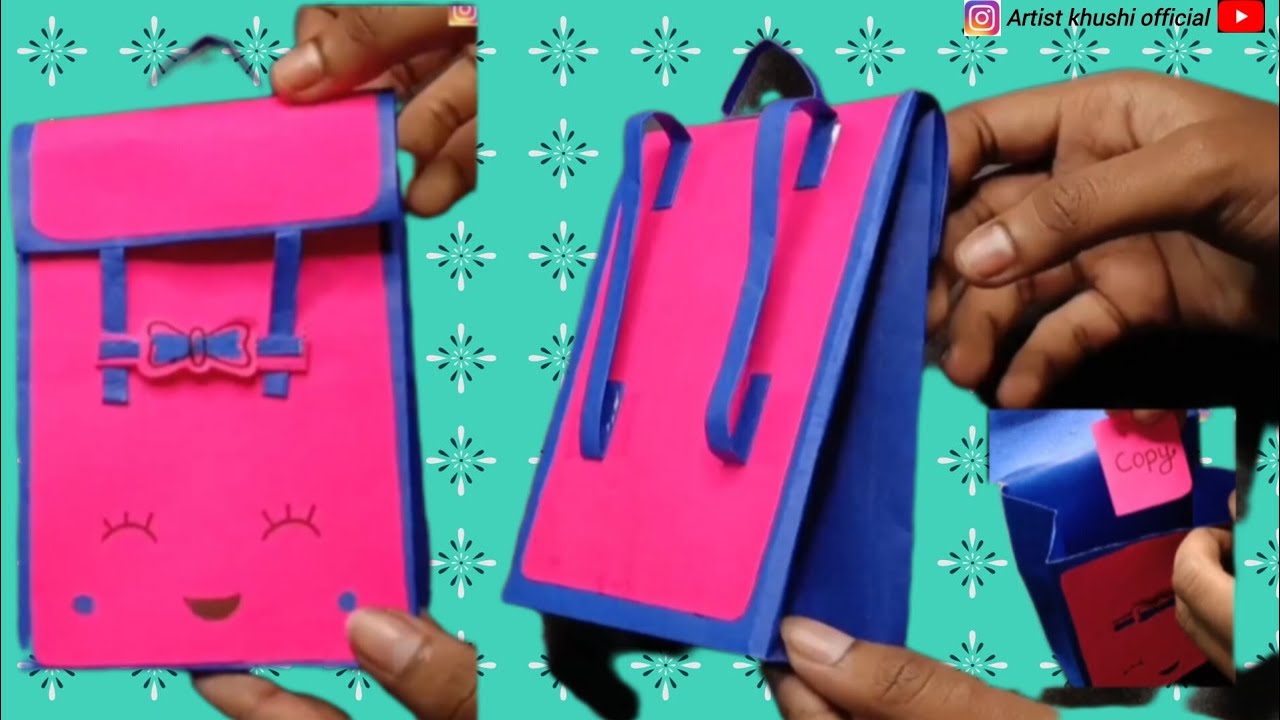 How To Make Paper School bag | Mini Paper School bag 1 Easy Paper Bag ...