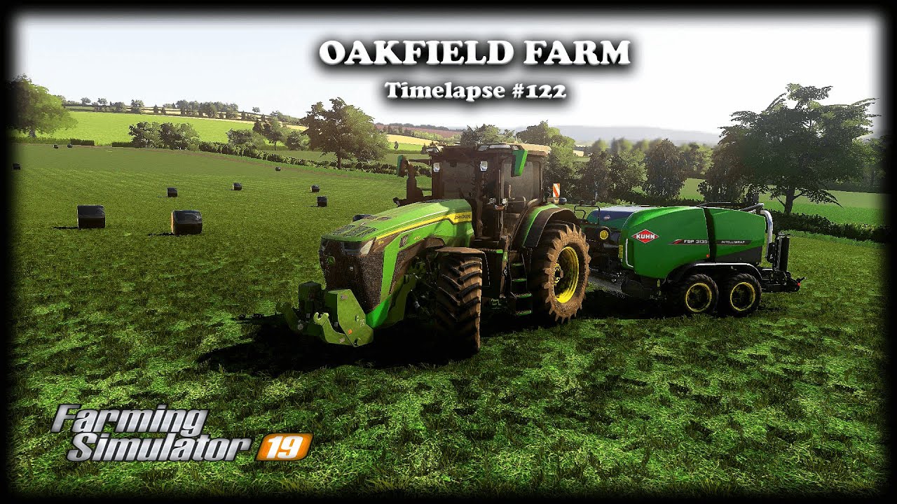 Mowing grass, making grass silage bales, seeding field grass | Oakfield ...