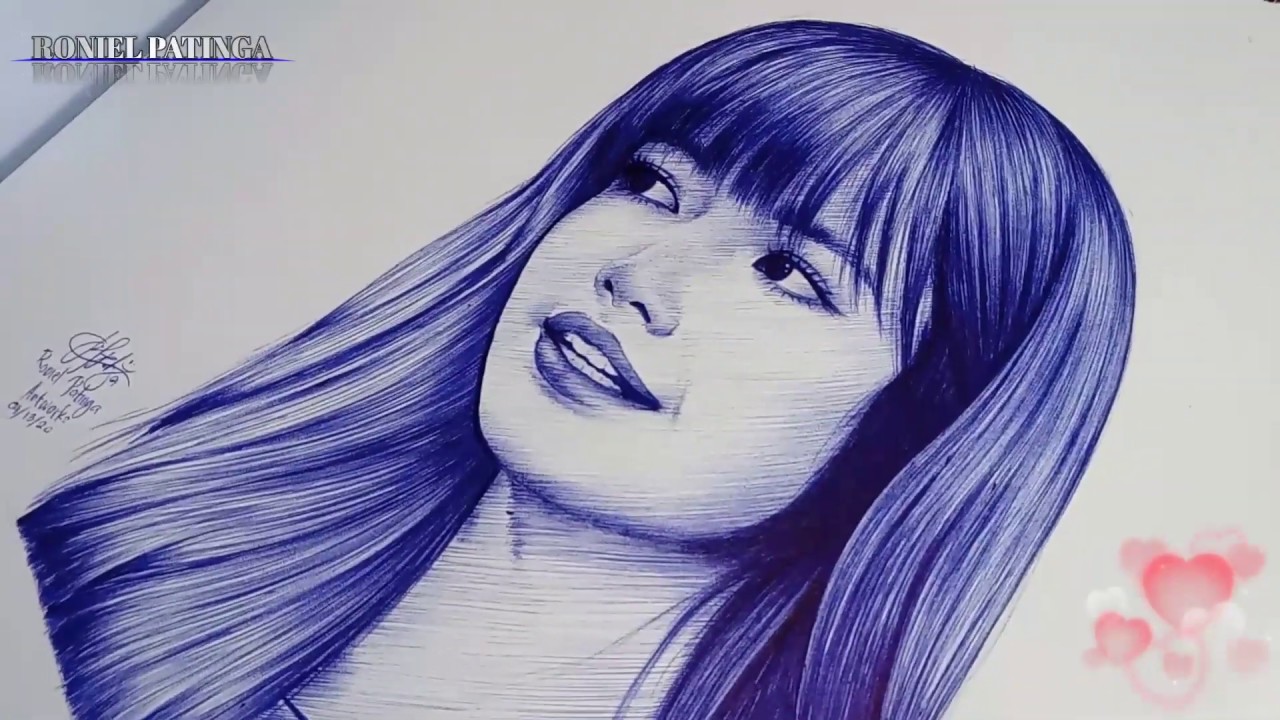 Ballpoint pen Drawing ( Lisa Manoban FanArt ) Timelapse Video - YouTube