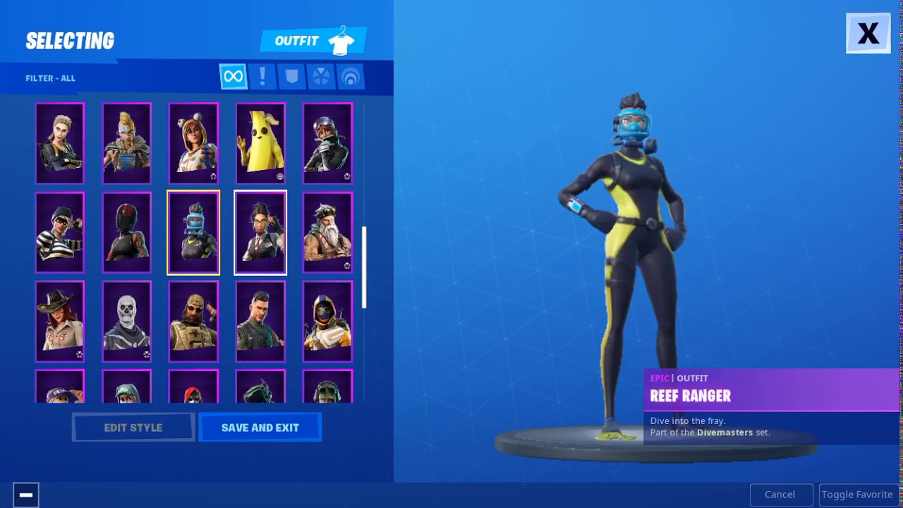 Fortnite skin collection on mobile - YouTube