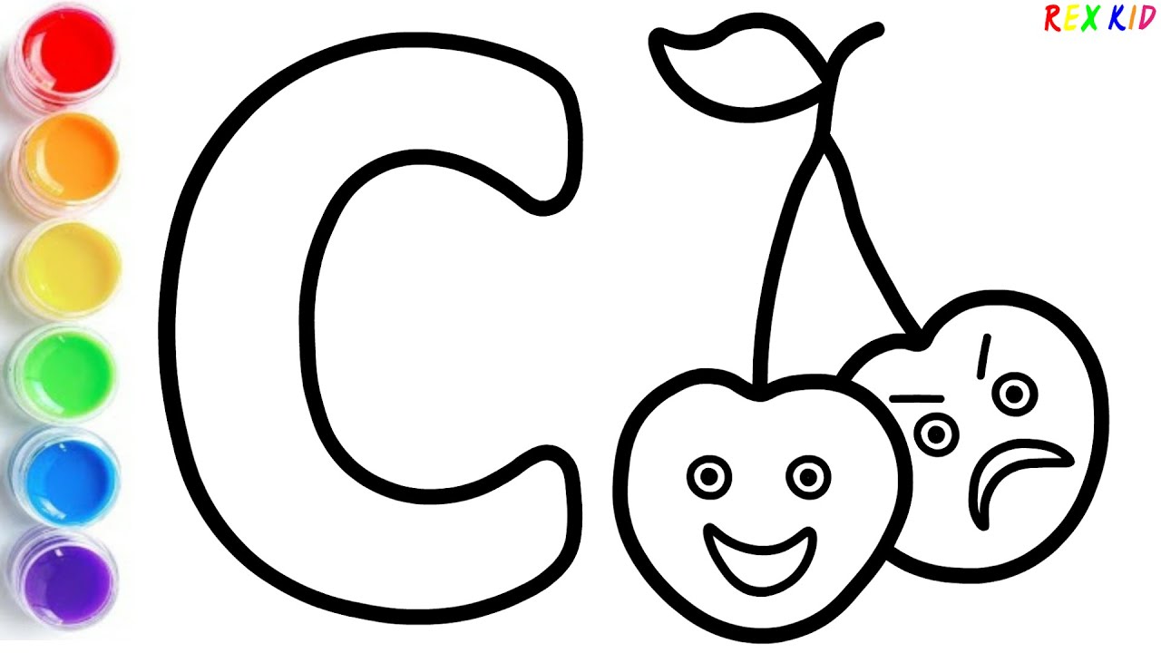 How to draw C for Cherry for Kids and Toddlers | Step by Step Drawing ...
