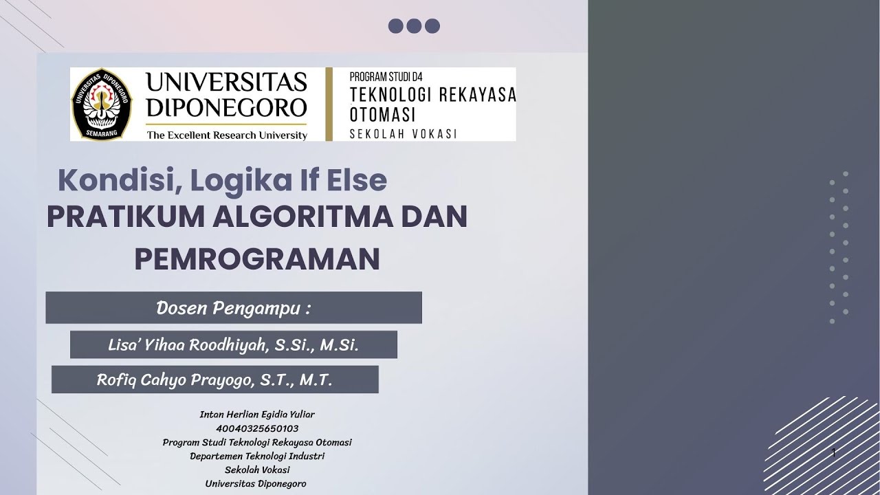 ALGORITMA DAN PEMROGRAMAN, KONDISIONAL IF/ELSE (3) - YouTube
