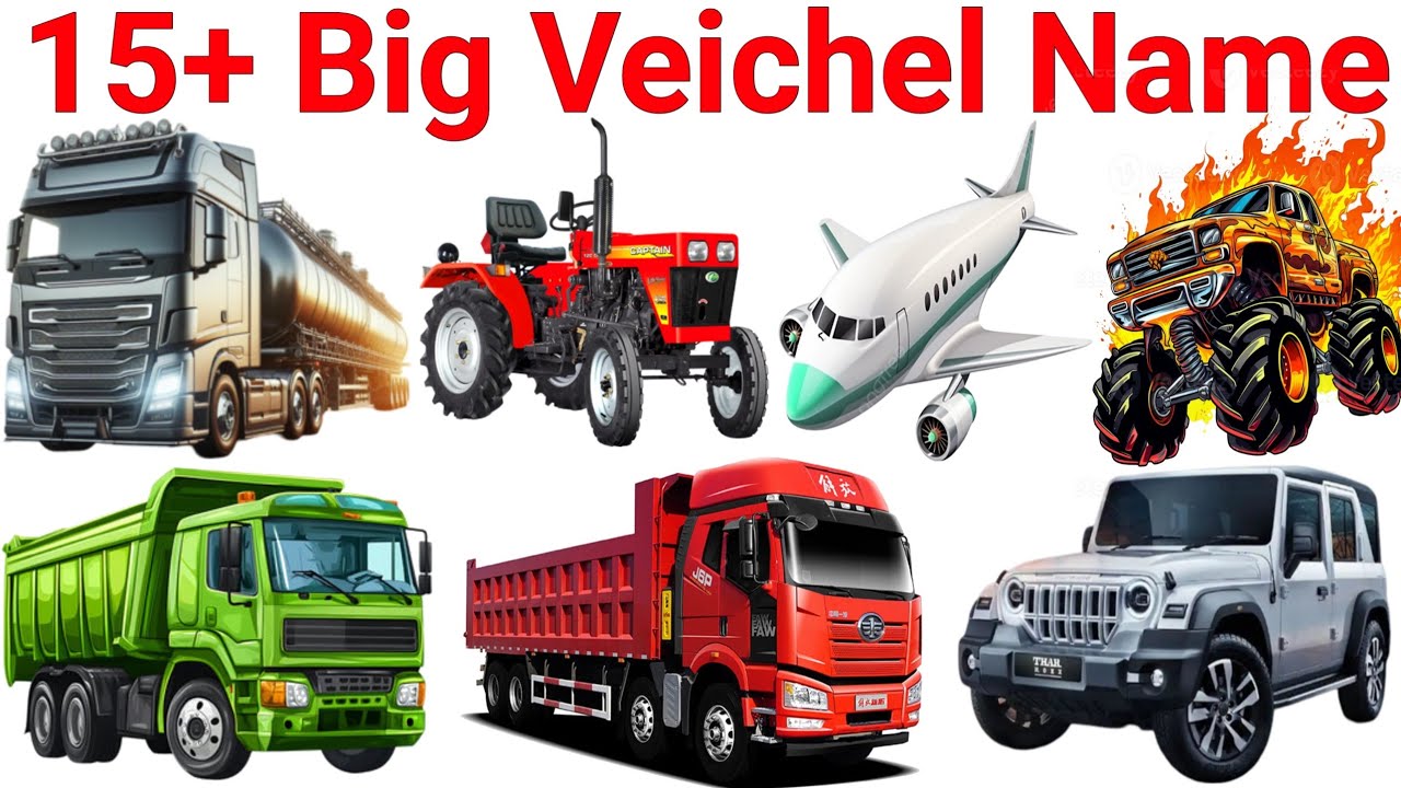 20 Big Vehicles for Kids 🚛 | Learn Heavy Vehicles Names with Pictures ...