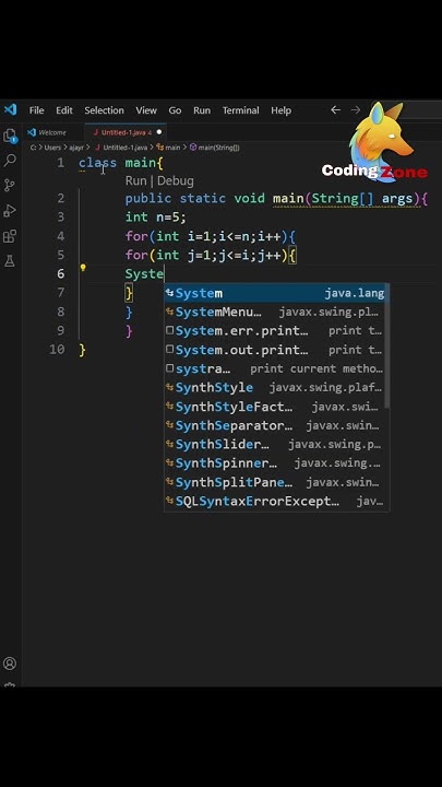 #Half Pyramid Pattern program in JAVA# - YouTube