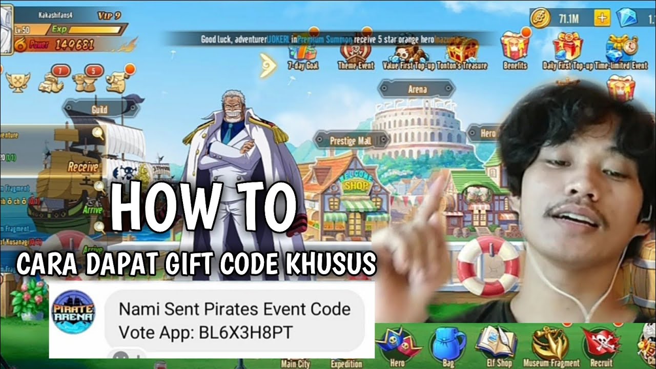 tutorial dapat gift code khusus - pirate arena mobile - YouTube