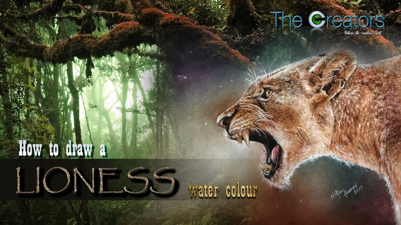 How to draw a Lioness ll watercolour lioness step by step - YouTube