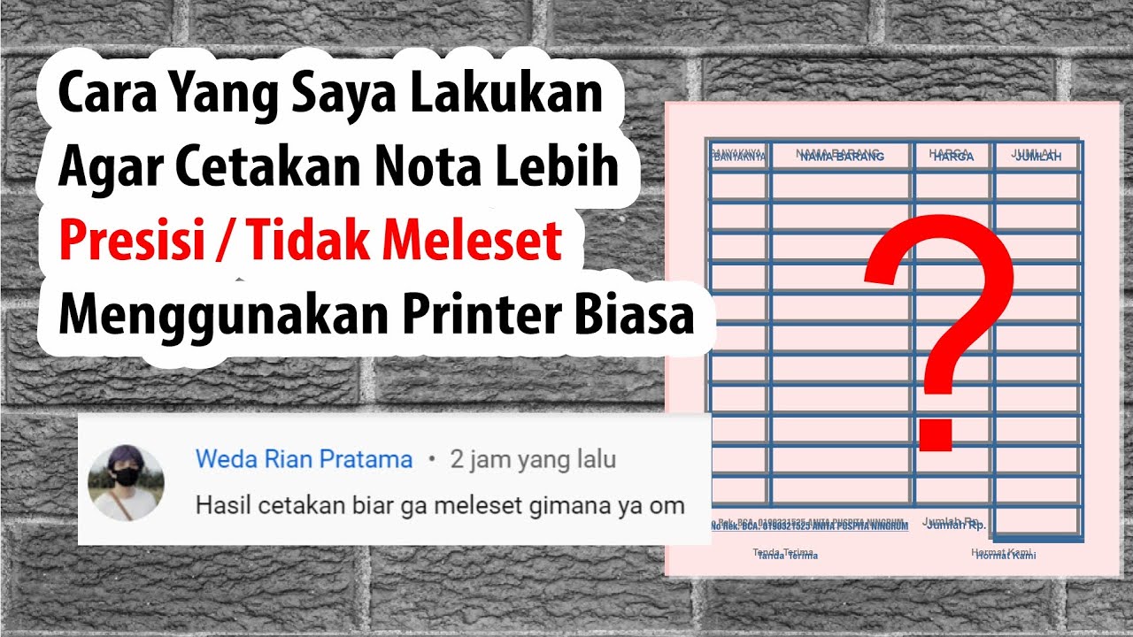 Cetak Nota agar lebih presisi dengan printer biasa - YouTube