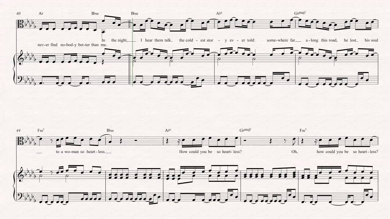 Viola - Heartless - Kanye West Sheet Music, Chords, & Vocals - YouTube