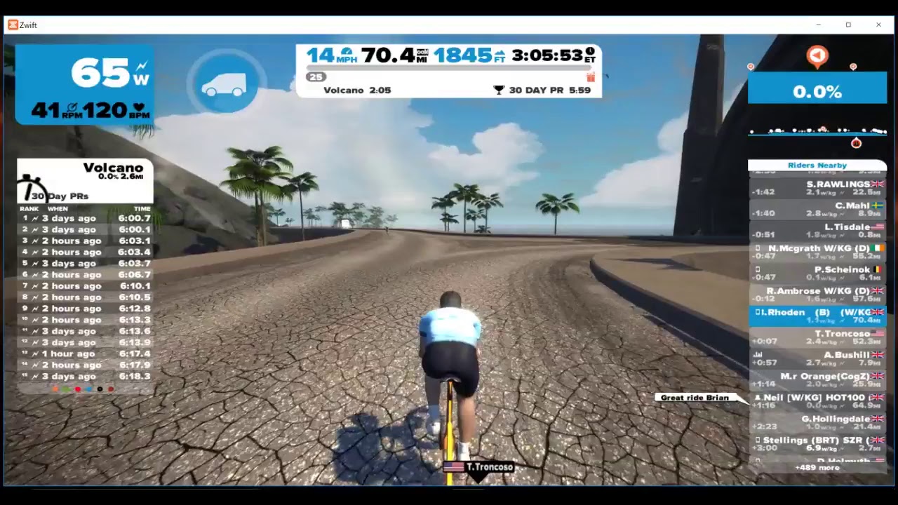 Brian Rhoden Live Stream - Zwift 17 July 2017 - YouTube
