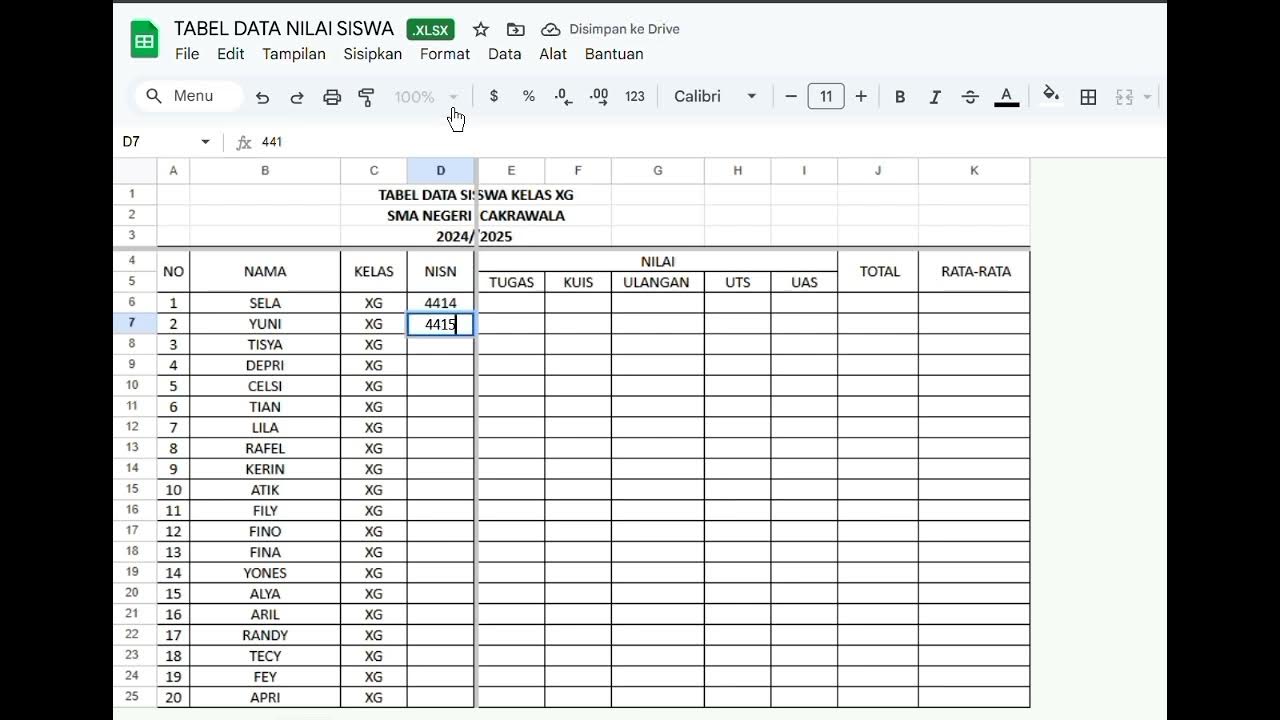Tutorial Membuat Tabel Data Nilai Di Aplikasi Excel - YouTube