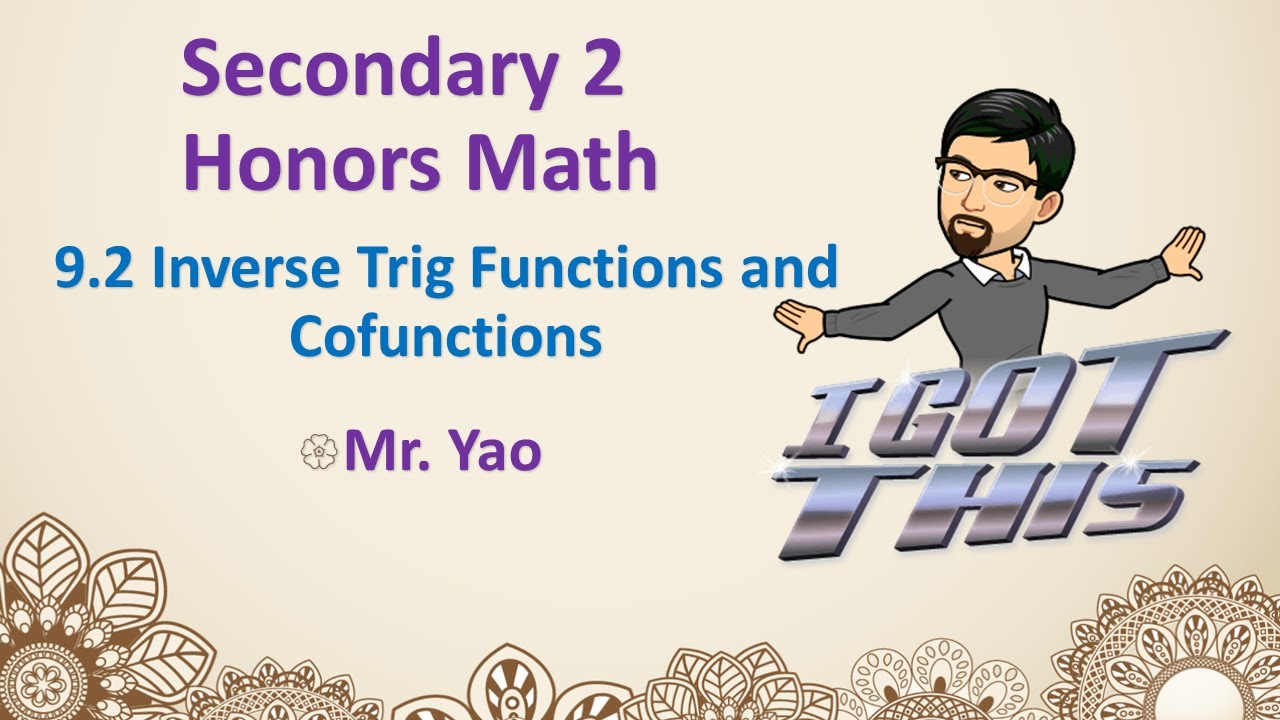 S2H-9.2 Inverse Trig Functions and Cofunctions - YouTube