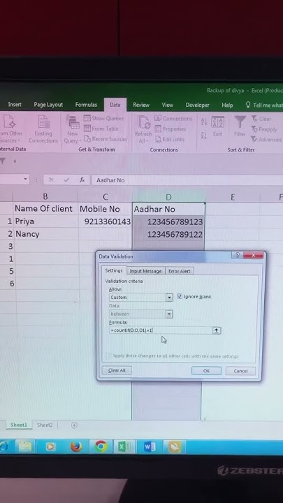 Excel Custom Data Validation #excelwalesir #exceltricks #exceltraining #exceltips #yt #tutorial ...