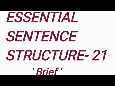 Essential sentence structure -21 || ' Brief ' as different parts of ...