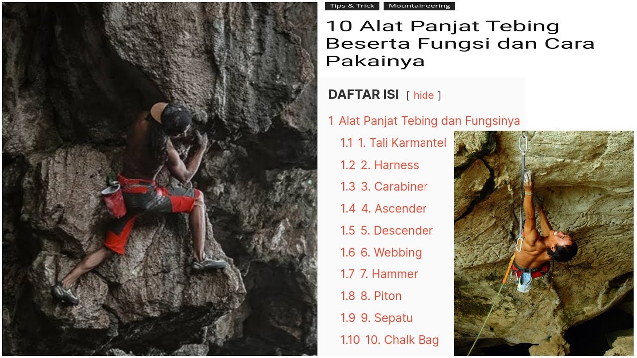 10 ALAT PANJAT TEBING BESERTA FUNGSI DAN CARA PAKAINYA - YouTube