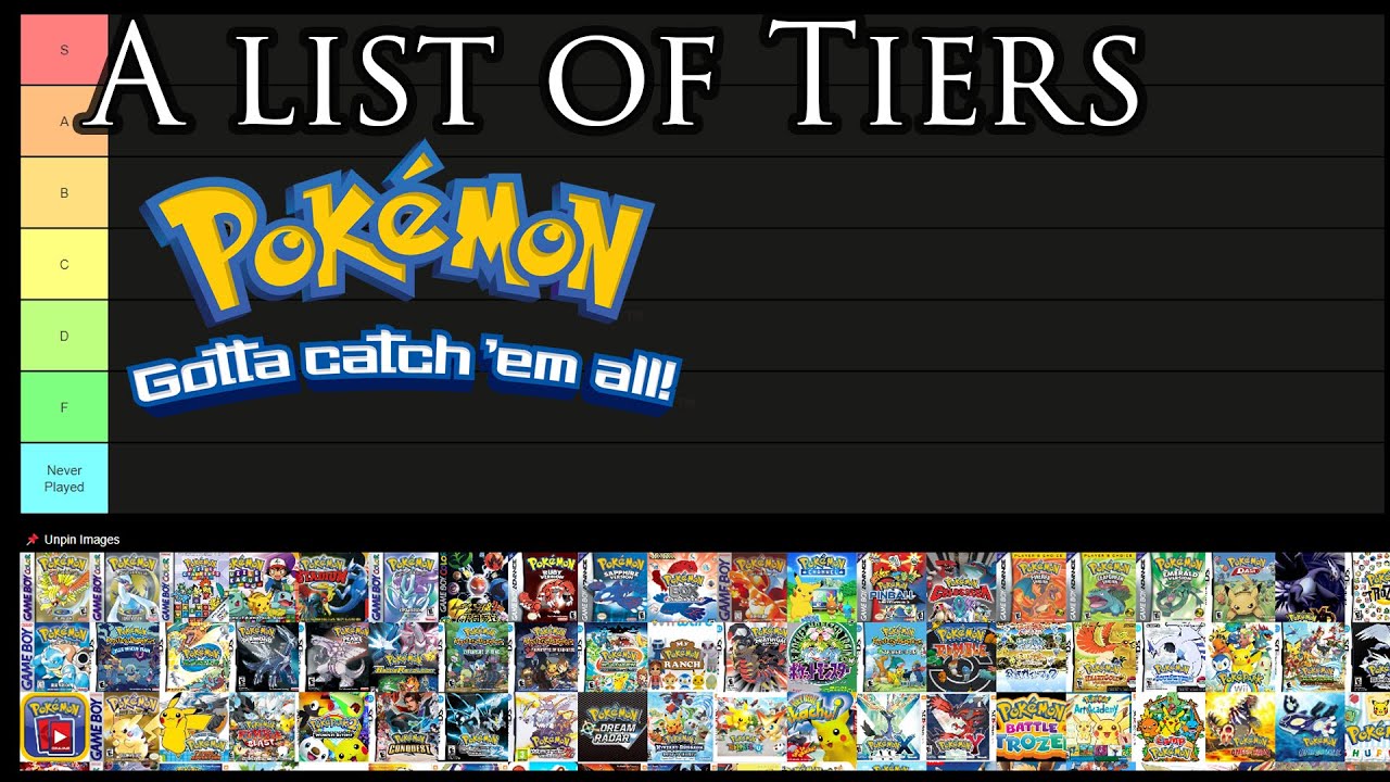 Ranking all the Pokemon games | A list of Tiers - YouTube