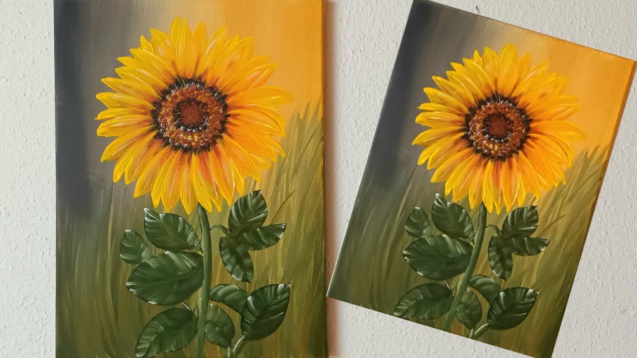 Sonnenblume Malen Acryl Schritt für Schritt - Sunflower Acrylic ...