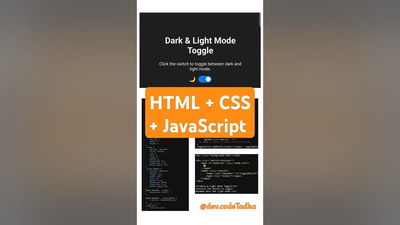 Dark & Light Mode Toggle with HTML, CSS & JS! 🌙 #Shorts - YouTube