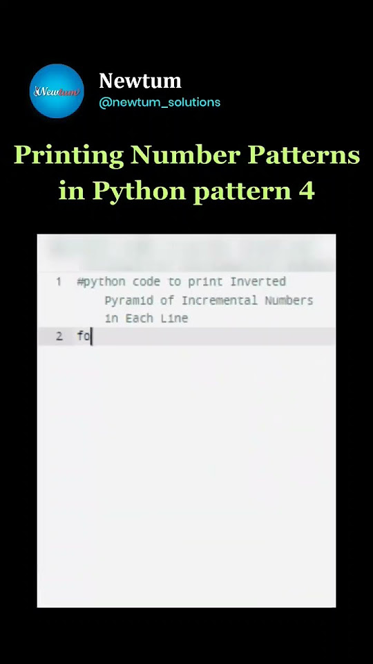 Printing Number Patterns In Python Pattern 4 Newtum Coding Python Code Elearning