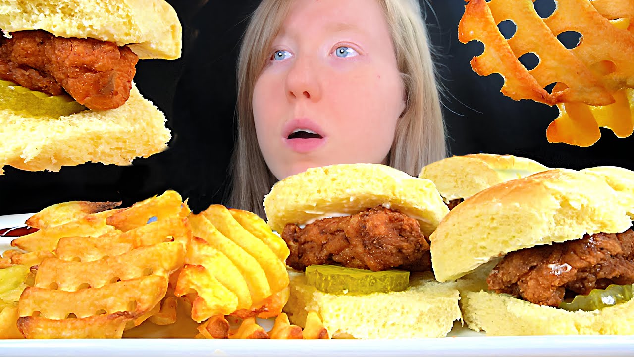 ASMR CHICKEN SLIDERS MUKBANG EATING SOUNDS - YouTube