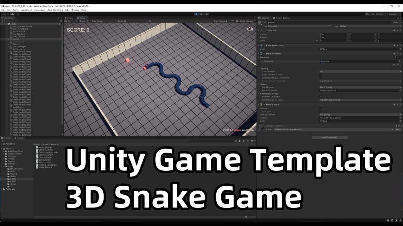 Unity Game Template - 3D Snake Game - YouTube