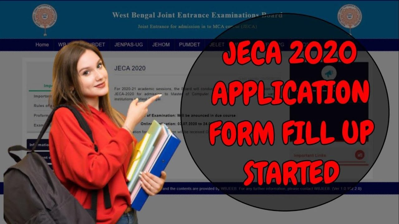 JECA 2020 form fill up has been started || MCA || WEST BENGAL JECA EXAM ...