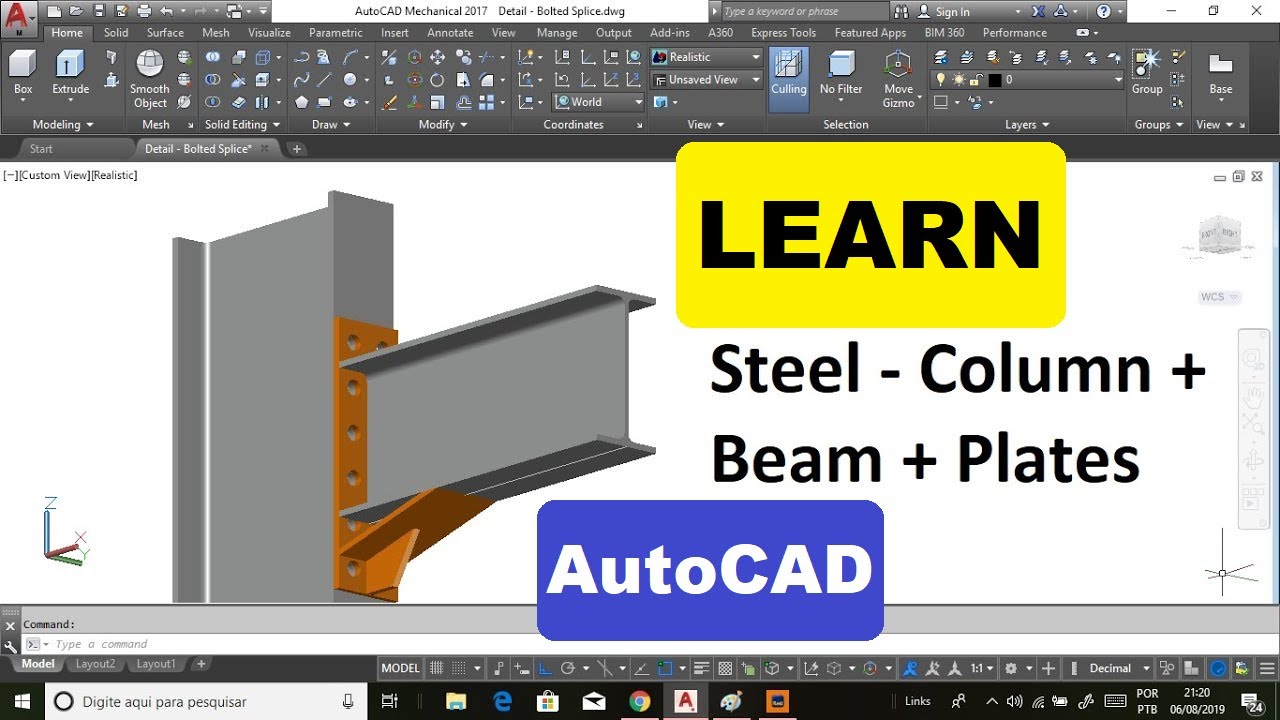 Column, Beam and Plates in AutoCAD Mechanical Tutorial - Steel ...