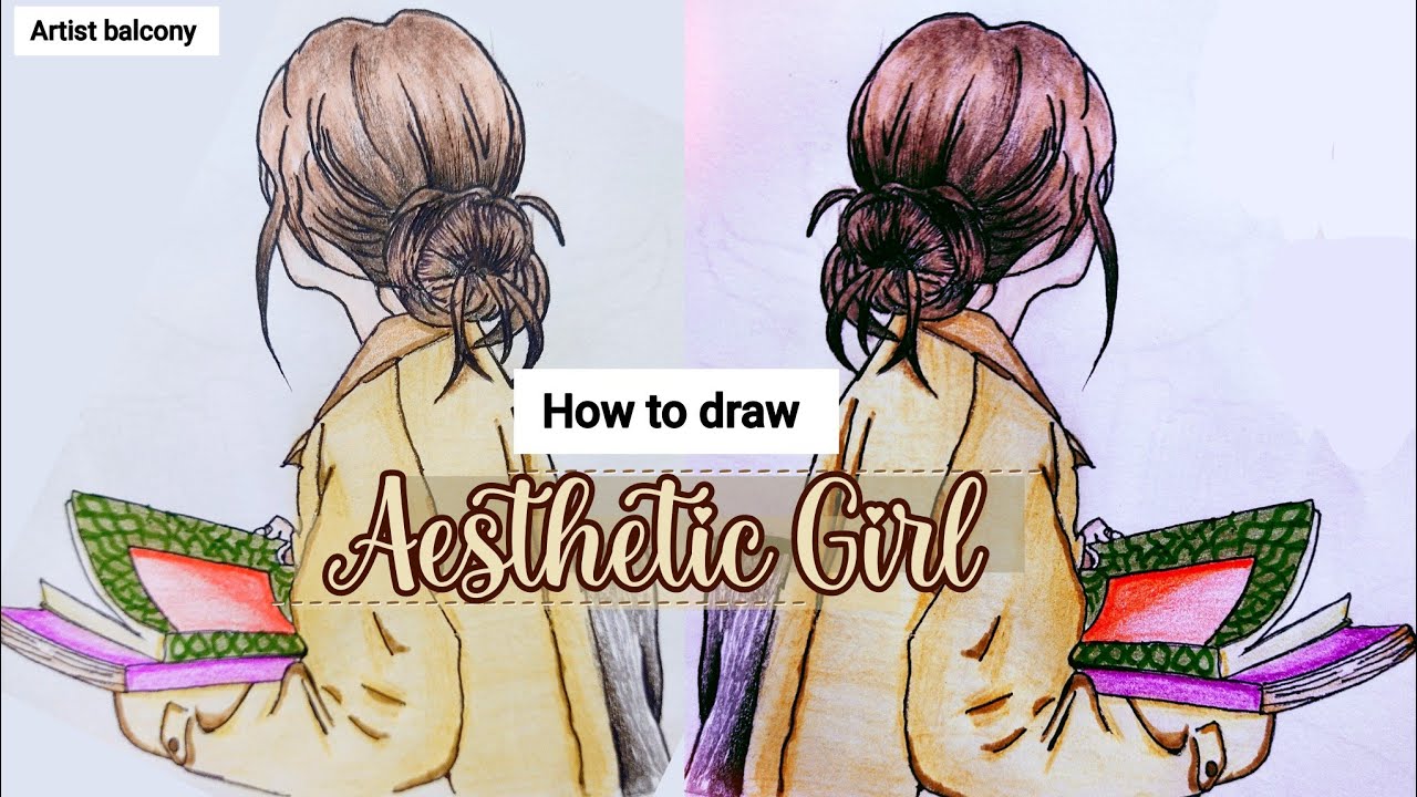 How to draw Aesthetic Girl || Books Lovers Drawing - YouTube