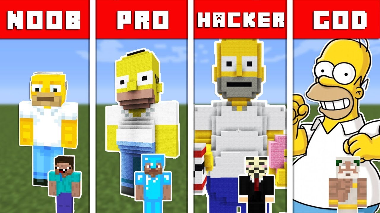 Minecraft Battle - NOOB vs PRO vs HACKER vs GOD : THE SIMPSONS ...