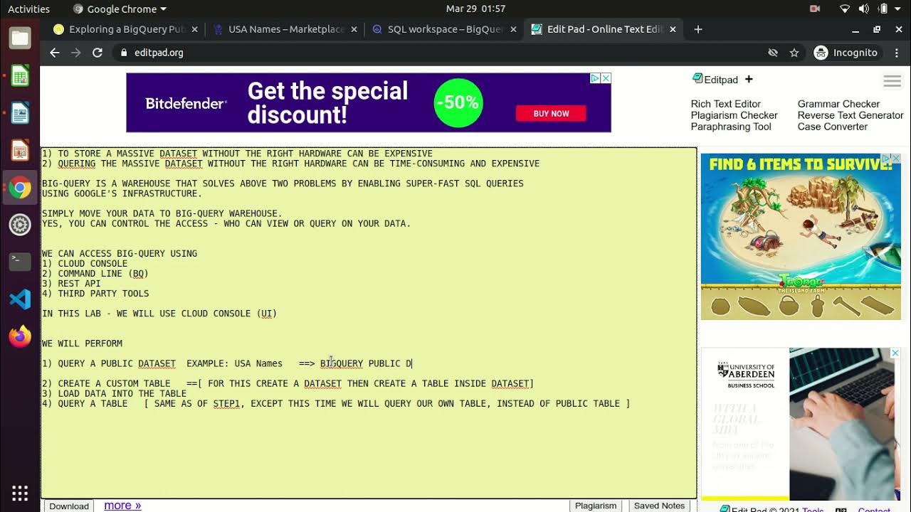 Qwiklabs # Exploring a BigQuery Public Dataset - YouTube