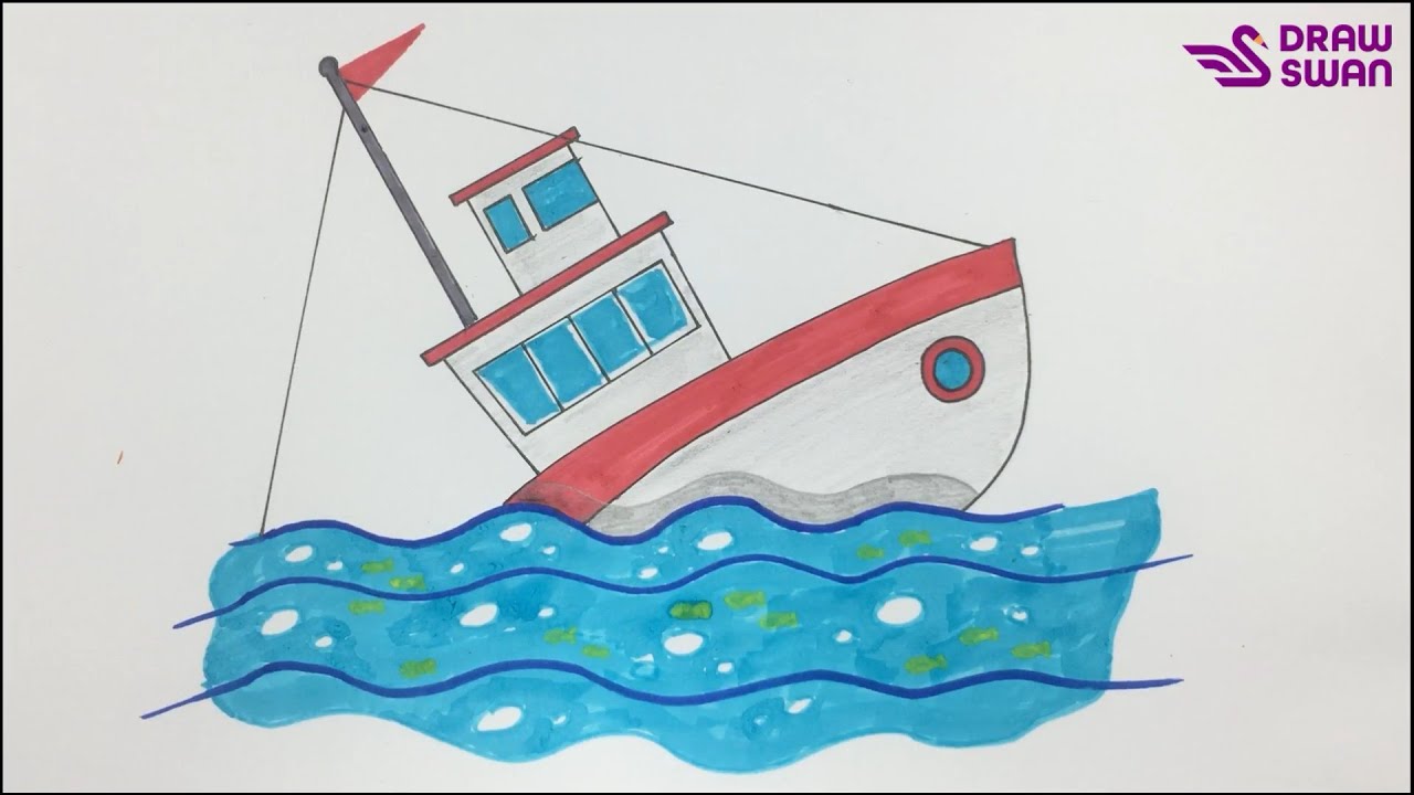 How to draw a sinking boat - YouTube