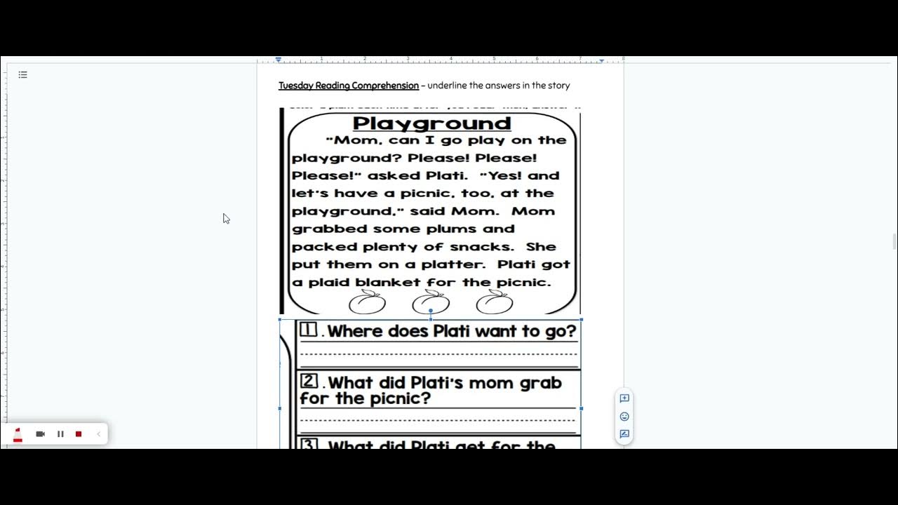 Playground - First Grade Reading Comprehension - YouTube