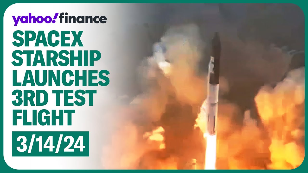 Space X Starship launches third flight test - YouTube