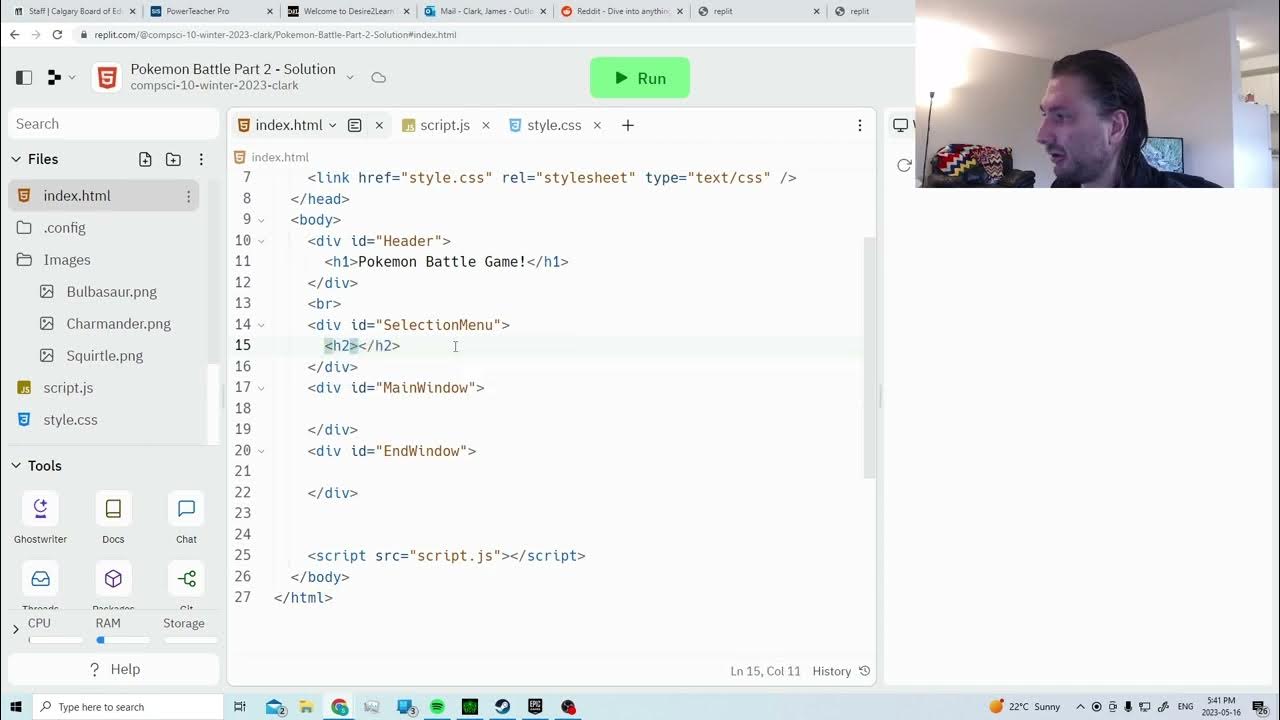 Pokemon Battle Part 2: Setting Up the HTML and JavaScript - YouTube