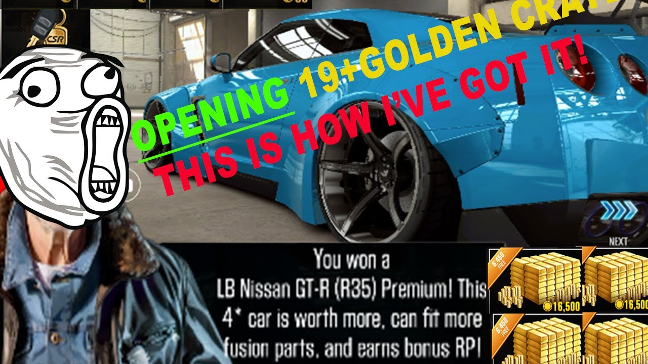 CSR 2 OPENING (19) GOLDEN KEYS CRATES! LB NISSAN GTR R35!!! - YouTube