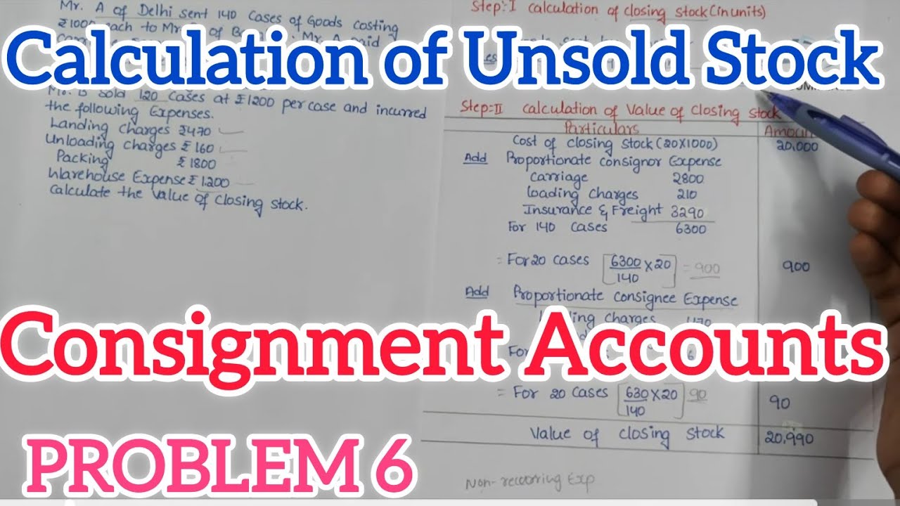 #6 Problem on Calculation of value of Unsold Stock Consignment Accounts ...