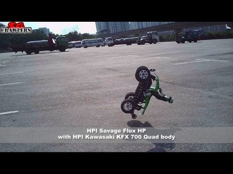 HPI Savage Flux HP with Kawasaki Kfx 700 Monster ATV Quad Body - test ...