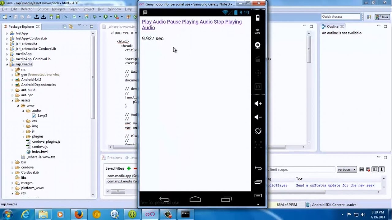 Phonegap Tutorial 3 Playing Audio Sound With Media Youtube