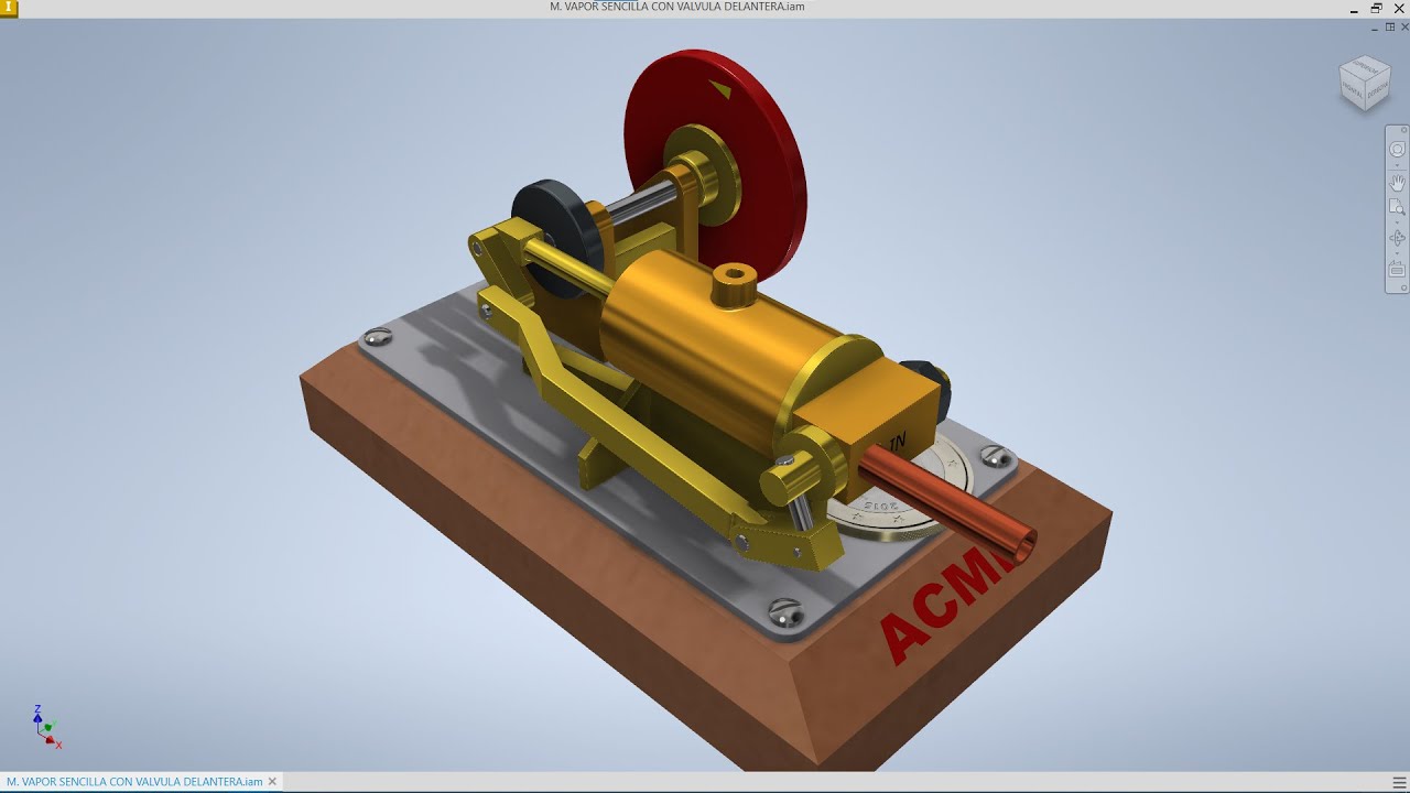 AUTODESK INVENTOR MAQUETA DE UN SENCILLO MOTOR DE VAPOR CON VÁLVULA ...
