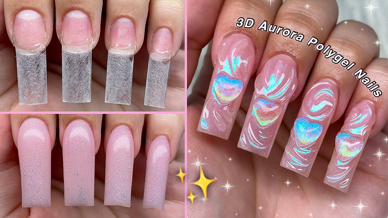 3D AURORA CHROME POLYGEL NAILS 3D CHROME NAIL ART & ABSTRACT NAIL ...