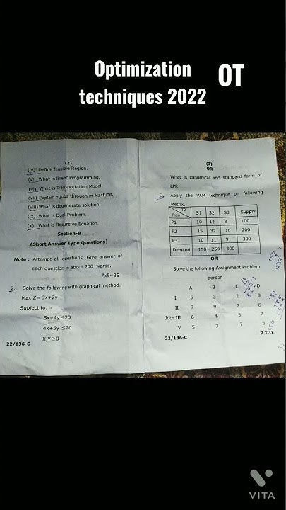 Optimization Techniques (OT)#bca #questionpaper2022 #optimizationtechniques #vbspu #shorts - YouTube