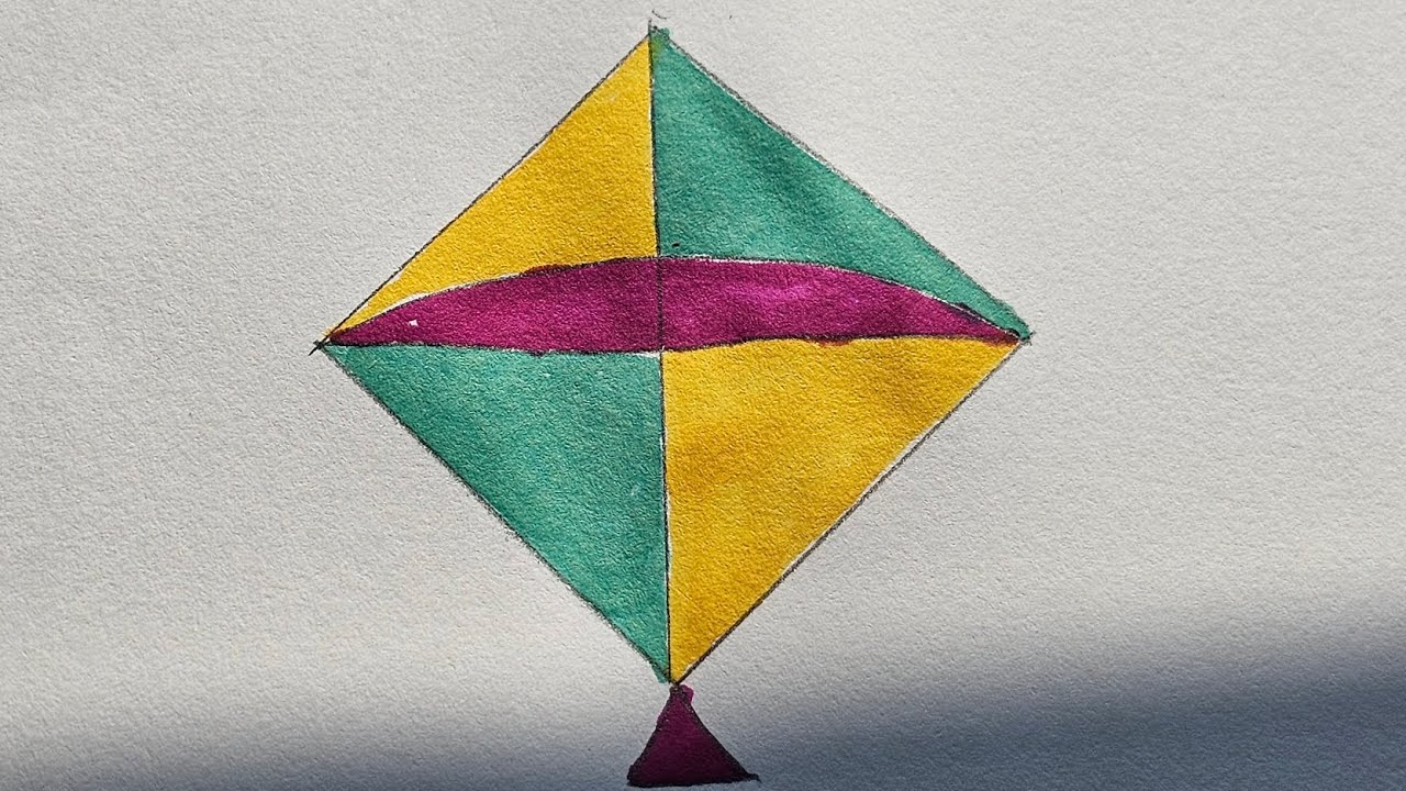 how to draw a kite || easy way to art and paint a kite || school art ...