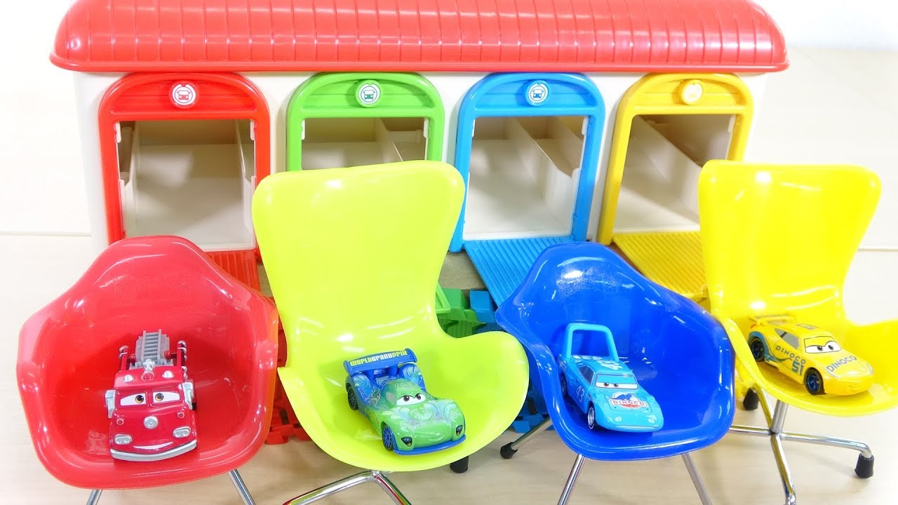 Disney Pixar Cars Lightning McQueen Color Chairs Tayo Bus Garage kids ...