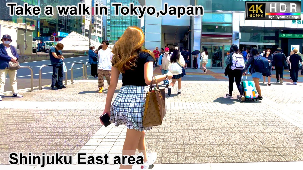 4K 60fps HDR// Take a walk in Tokyo, Japan, Shinjuku St.→Shinjuku East ...