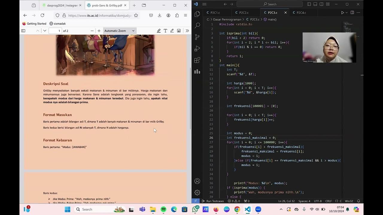 NAURA ROSSA AZALIA_5025241042_DASAR PEMROGRAMAN C_MODUL 2 - YouTube