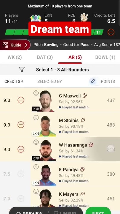 dream 11 team on 1 crore winning price ____ ️ ️jito shaan se. # ...