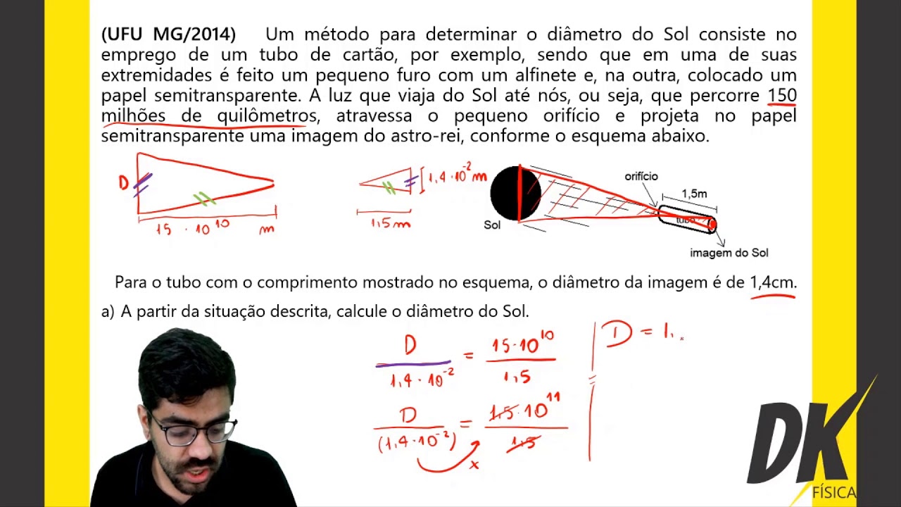 UFU MG/2014 - Um método para determinar o diâmetro do Sol consiste no ...