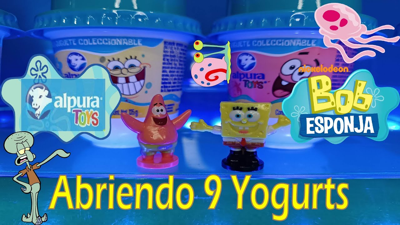 Alpura Toys Bob Esponja 🍍 Abriendo 9 Yogurts de Alpura con la Nueva ...