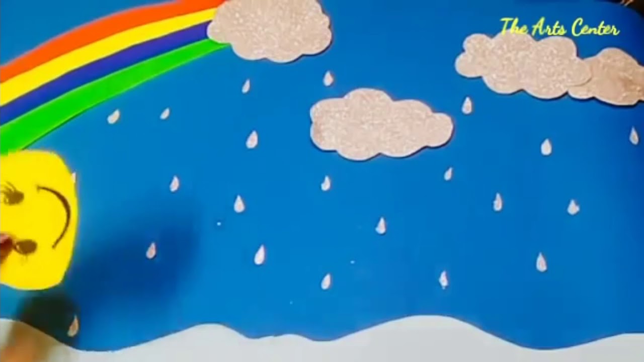 How to make 3d Craft fun Rainy project DIY | Project on chart paper by ...